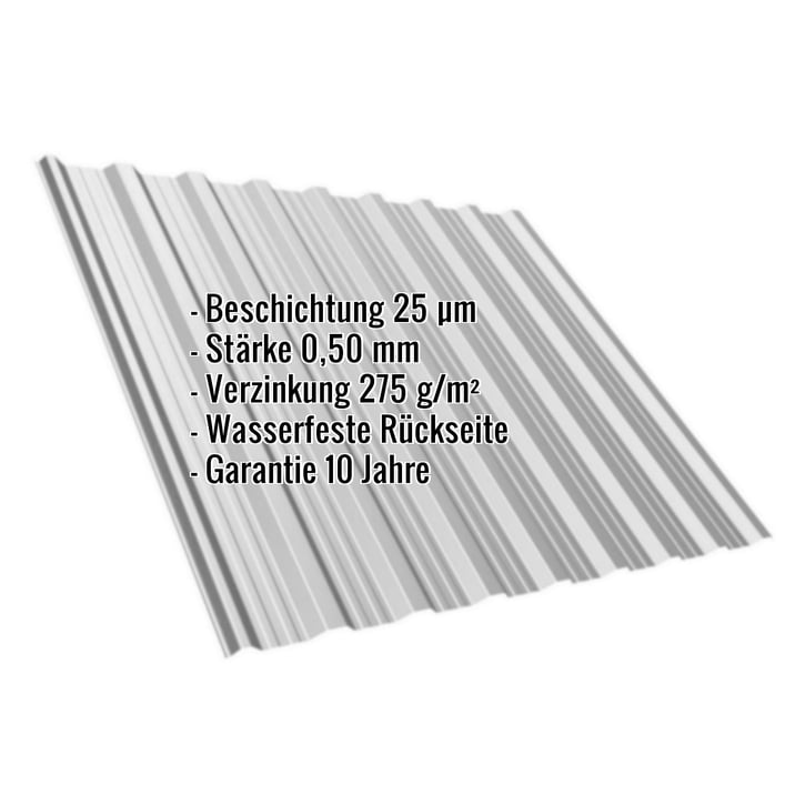 Trapezblech T18DR | Dach Stahl 0,50 mm | 25 µm Polyester | 9006 - Weißaluminium